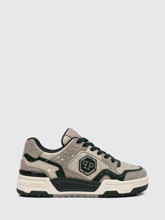 Philipp Plein Predator V2 Leder-Sneaker mit Kristallen und Hexagon-Logo