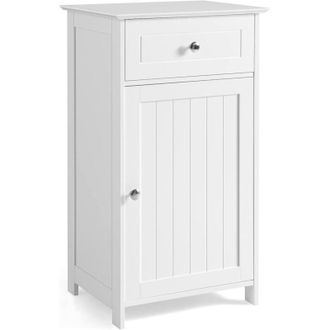 Costway Costway - Badezimmerschrank mit Schublade & T&uuml;r, Badschrank mit verstellbarem Ablage, Badkommode wei&szlig;, f&uuml;r Bad, Schlafzimmer, Wohnzimmer, 43 x 34 x