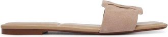 Calvin Klein Pantoletten Square Flat Sndl Embl Suede HW0HW03055 Beige