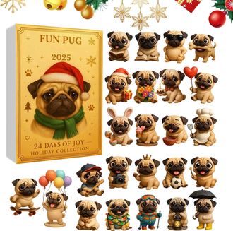 Generic Weihnachtliche Bulldogge Ornamente Countdown Kalender - 24 Tage 2D Acryl Verzierungen | Weihnachtsbaum Dekoration | F&uuml;r Urlaub Geburtstag Party B&uuml;ros 