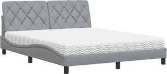 vidaXL Bett mit Matratze Hellgrau 160x200 cm Stoff Vidaxl