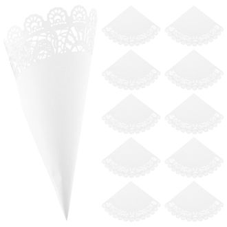 Angoily 40 St&uuml;ck Wei&szlig;e Bl&uuml;tenblatt aus Papier mit Spitzenrand Konfetti Kegelhalter f&uuml;r Hochzeiten Geburtstagsfeiern und Festliche Dekorationen