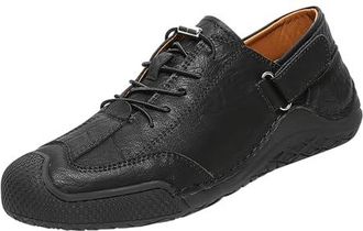 Generic Chaussures en cuir vintage &agrave; lacets pour homme - Bout rond - Chaussures plates tendance - Antid&eacute;rapantes - Chaussures basses d&eacute;contract&eacute;es pour &eacute;v&eacute;nem