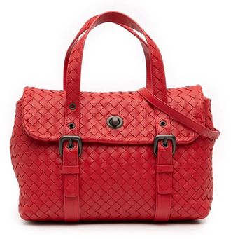 Bottega Veneta Hobo Bags - Nappa Intrecciato Flap Satchel - Gr. unisize - in Rot - f&uuml;r Damen