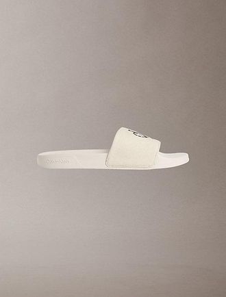 Calvin Klein Nemo - Logo-slippers Aus Canvas Mit Klassischem Logo - Triple Bright White - Herren - EU 44