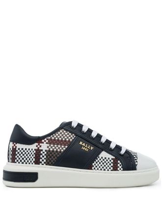 Bally baskets Myller en cuir &agrave; motif tartan - Bleu