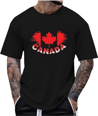 Generic T-shirt d&eacute;t&eacute; pour homme avec imprim&eacute; partiel pour la f&ecirc;te nationale canadienne, Noir, XXL