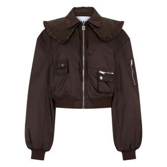 Ganni Femme, Vestes, Brun, Taille: 34 FR Duchesse Nylon Bomber Jacket