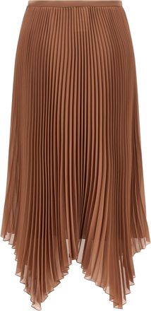 Valentino Garavani Pleated Silk Georgette Skirt - Brown