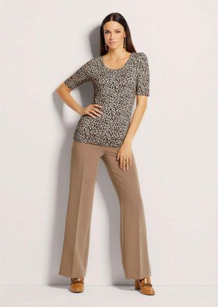 Madeleine Kurzarmshirt Halbarmshirt mit Animal-Print Leicht tailliertes Shirt mit Rundhalsausschnitt, Halbarm, Leo-Muster