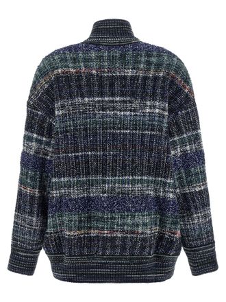 Missoni Wool-Blend Check Knit Cardigan - Navy