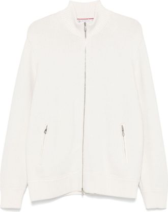 Brunello Cucinelli Gerippter Cardigan - Weiß