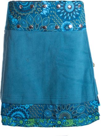 vishes Alternative Bekleidung - Damen Warmer Wickelrock Rock zum Wickeln mit Druckkn&ouml;pfen Mandalas t&uuml;rkis 40-48