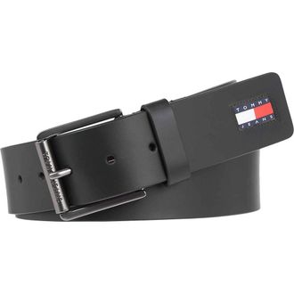 Tommy Jeans Herren Gürtel aus Leder, Schwarz (Black), 80 cm