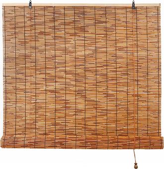 Generic Bambusrollo Wetterfest Aussen, Natur Bambus Rollo Für Aussenbereich Balkon, UV-Block Fenster Raffrollos, 60 70 80 90 100 110 120 140 160 180cm Breite 