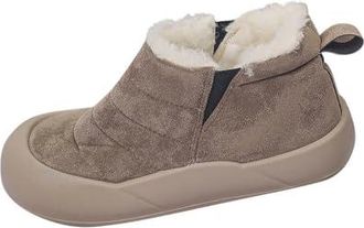 Generic Bottes dhiver pour femme avec doublure en polaire - Chaudes - &Eacute;l&eacute;gantes et d&eacute;contract&eacute;es - Bout rond - Talon plat - Confortables - &Agrave; enfiler - Classiq