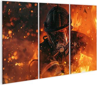 Islandburner Bild auf Leinwand Feuerwehr Einsatz mitten im Flammenmeer Bilder Wandbilder Poster