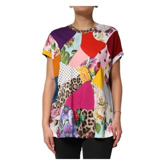 Dolce & Gabbana Patchwork Baumwolle Seidenbluse Top - - Tops - Damen - Mehrfarbig - 2XS