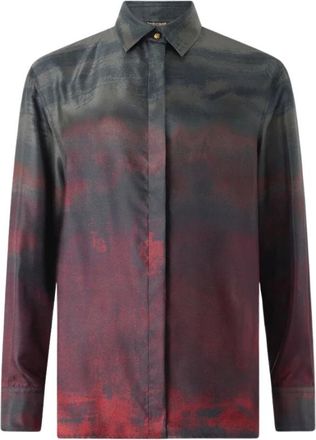 Roberto Cavalli Femme, Blouses et Chemises, Multicolore, Taille: 34 FR Chemise en Soie &agrave; Effet Mouchet&eacute;