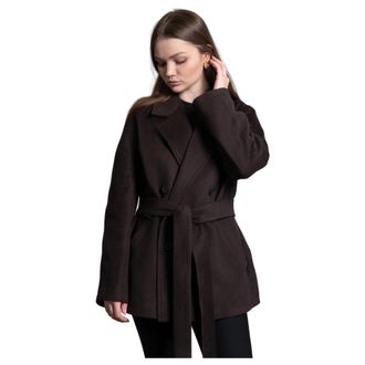 Estro & Luminara Kurzer- zweireihiger Wollmantel - - Coats - Damen - Braun - L