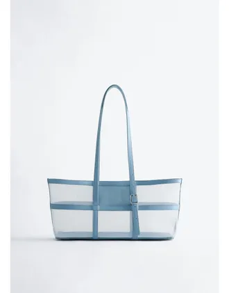 & Other Stories Tragetasche aus hochwertigem Leder und Netzstoff in Blau
