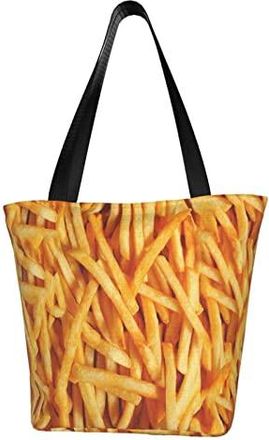 AOOEDM Sac fourre-tout r&eacute;utilisable dor&eacute; motif frites fran&ccedil;ais sac &agrave; main d&eacute;contract&eacute; sacs &agrave; bandouli&egrave;re pour faire les courses &eacute;picerie voyage &agrave; lext&eacute;rieur