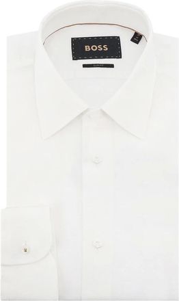 HUGO BOSS Homme, Chemises, Blanc, Taille: XL Chemise slim-fit en lin de fabrication italienne