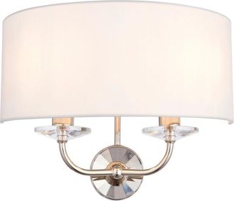 Endon Lighting Nixon - Applique murale à 2 ampoules pour bougie dintérieur, plaque de nickel, fausse soie blanche, E14 - Endon