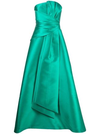 Alberta Ferretti robe bustier &agrave; fronces - Vert