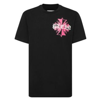 Philipp Plein Rundhals-T-Shirt Worldvide Crest Mini - - Tops - Herren - Schwarzk - XL