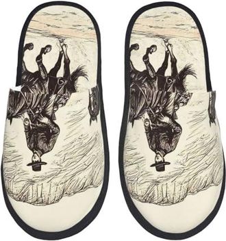 Generic Cowboy Du D&eacute;sert De LOuest1 Unisexe Slippers Peluche Chaussures De Maison Chaud Chaussons Pour Int&eacute;rieur Maison Automne M