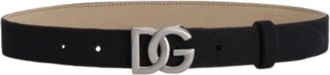 Dolce & Gabbana Homme, Accessoires, Noir, Taille: XL Ceinture Logo en Toile et Cuir de Veau