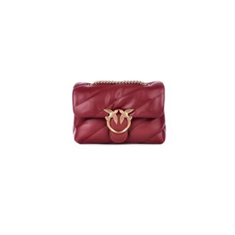 Pinko Bordeaux Leder Tasche mit Frontlogo - - Bags - Damen - Rot - ONE SIZE