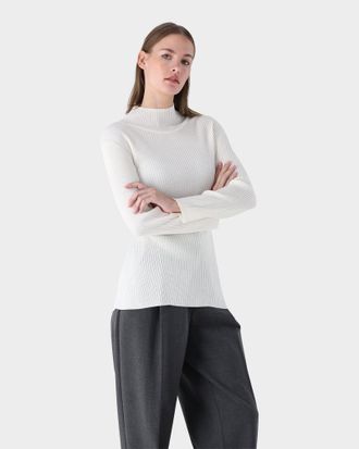 van Laack Gerippter Stehkragen-Pullover aus ultrafeiner Merinowolle