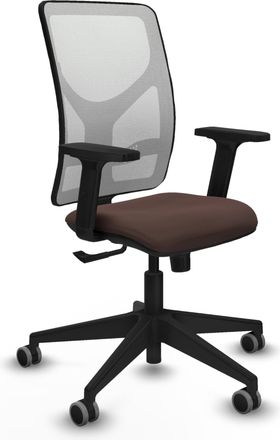 Piqueras y Crespo Schreibtischstuhl mit Rollen mit 2D-Armen, h&ouml;henverstellbare Lendenwirbelst&uuml;tze, ausgestattet mit 3 Positionen und Schneideschaum, Wei&szlig;/Dunkelbraun
