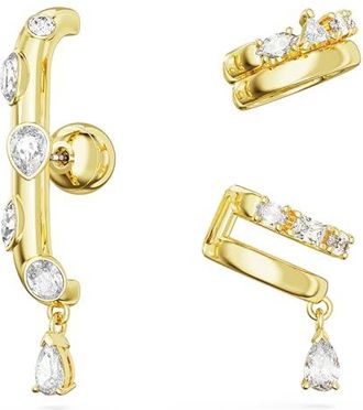Swarovski Manchettes Dextera, boucles doreilles décorées de cristaux incolores, en placage de ton or