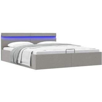 vidaXL Bett mit Bettkasten Hydraulisch led Hellgrau Stoff 180x200 cm Vidaxl