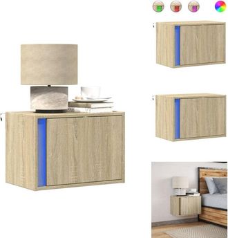 vidaXL Wand-Nachttisch mit LED-Leuchten Sonoma-Eiche - Wand-Nachttisch - Wand-Nachttische - Wand Nachtschrank - Wand Nachtschr&auml;nke