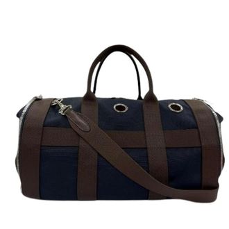 Herm&egrave;s Sac de transport pour animaux Pre-owned Toile Military - Femme - Pre-owned - Bleu - Taille: ONE Size