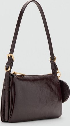 Mango Sac porté épaule finition brillante bordeaux - Femme - Taille unique - MANGO