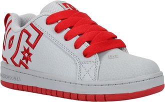 DC Court Graffik Youth Sneaker, Grey/Grey/Red, 27.5 EU