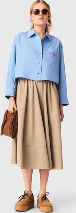 Maje Besticktes Hemd Mit Plisseer&uuml;cken - Blau - Maje