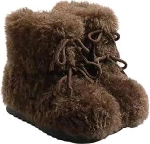 Generic JJDFW Bottes de neige en peluche pour femme avec bout rond et plateforme en coton, marron, 39 1/3 EU