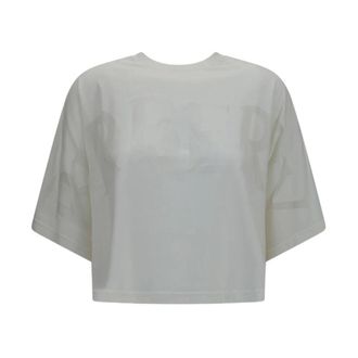Burberry Cropped T-Shirt mit Logo-Pr&auml;gung - - Tops - Damen - Wei&szlig; - XS