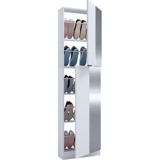 ebuy24 FulisaXLST Schuhschrank 2 Spiegelt&uuml;ren wei&szlig;