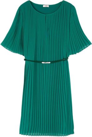 Oltre Femme, Robes, Vert, Taille: 42 FR Robe Courte en Georgette Pliss&eacute;e
