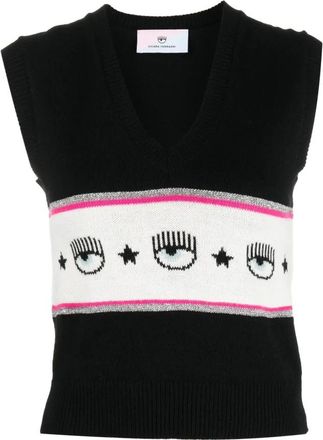 Chiara Ferragni Femme, Pulls, Noir, Taille: 38 FR Tricot sans manches
