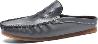 Generic Pantoufles &agrave; enfiler en cuir souple pour homme - Style formel - Dos ouvert - Chaussures d&eacute;contract&eacute;es, gris, 40 2/3 EU