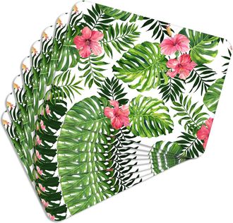 MG Design Set aus 8 Kork-Platzsets - Flowers 10 - 30 x 40 cm - hitzebeständig & abwischbar, mit Korkrückseite