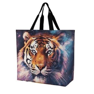 Generic Tigre Galaxie Sac &Agrave; Bandouli&egrave;re L&eacute;ger Tote Bag Grand Sac Fourre-Tout Pour Plage Quotidienne Travail